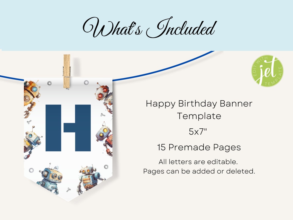 Robot Birthday Banner Robot Birthday Party Decorations - Etsy