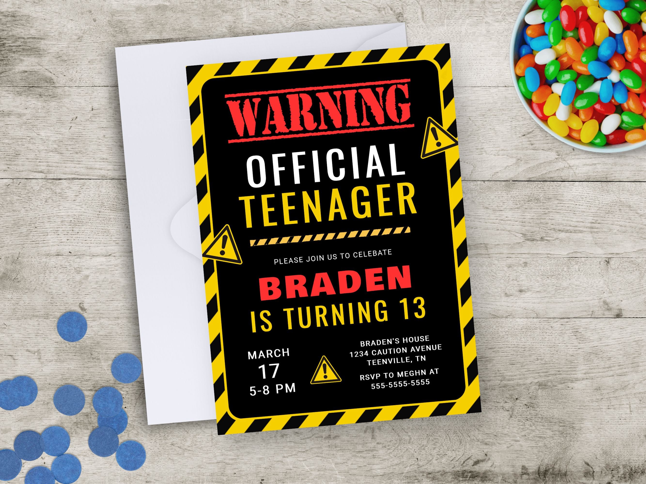 Editable 13th Birthday Invitation, Warning Official Teenager Invite ...