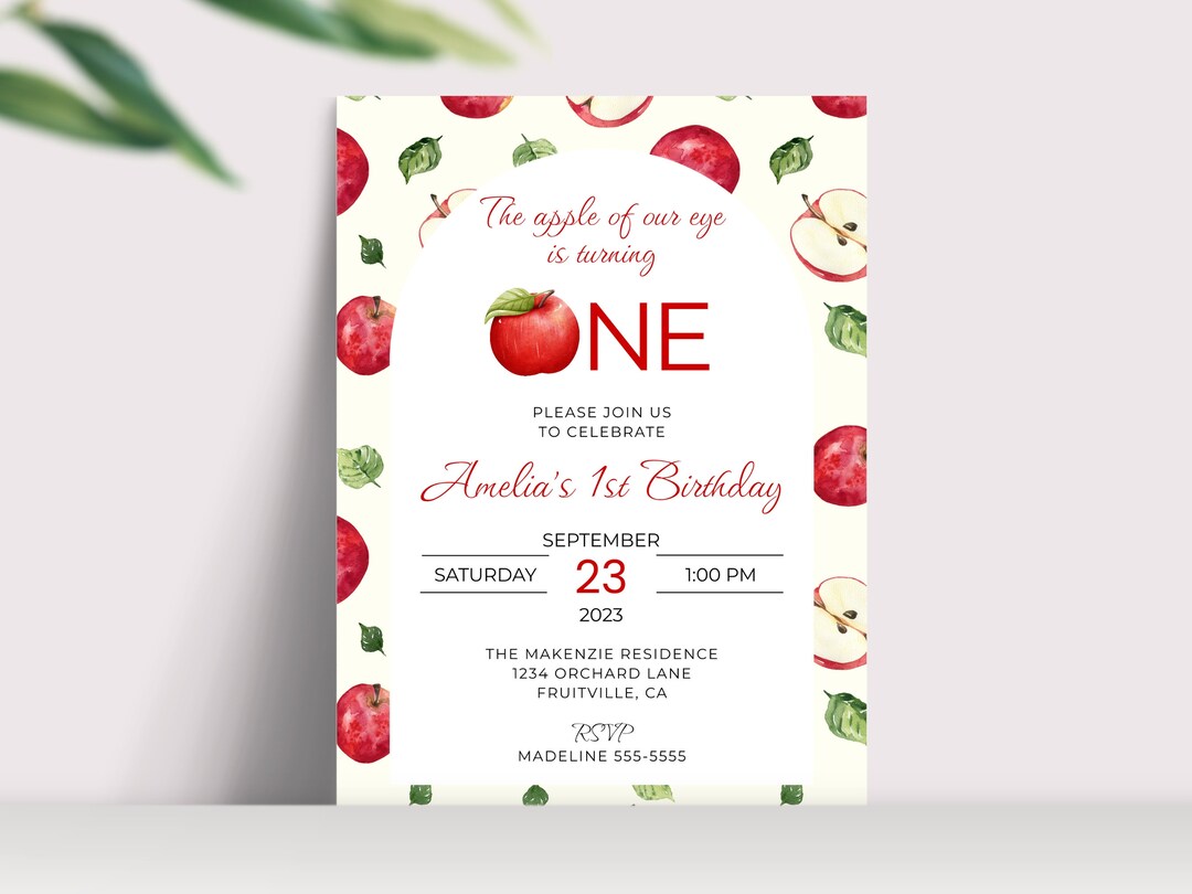 Apple of Our Eye Invitation, Apple First Birthday Invitation, INSTANT ...