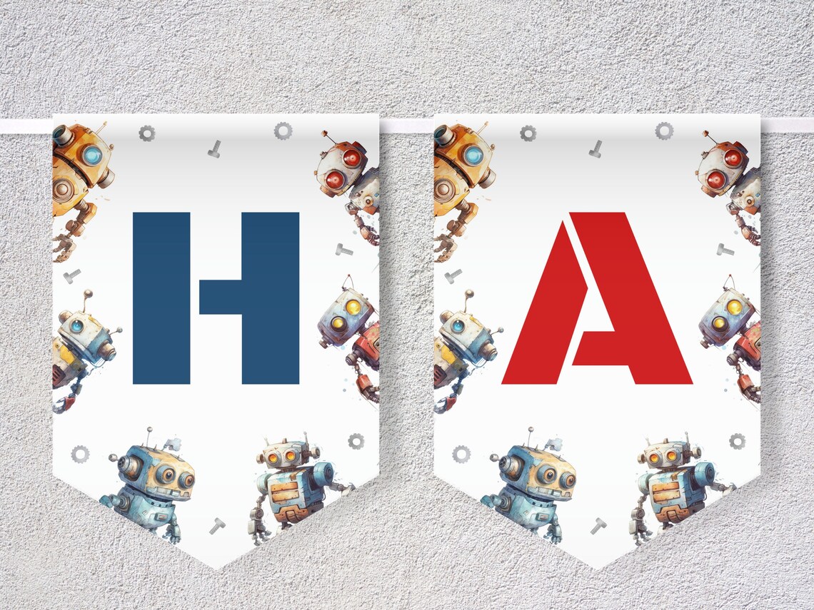 Robot Birthday Banner, Robot Birthday Party Decorations, INSTANT ...