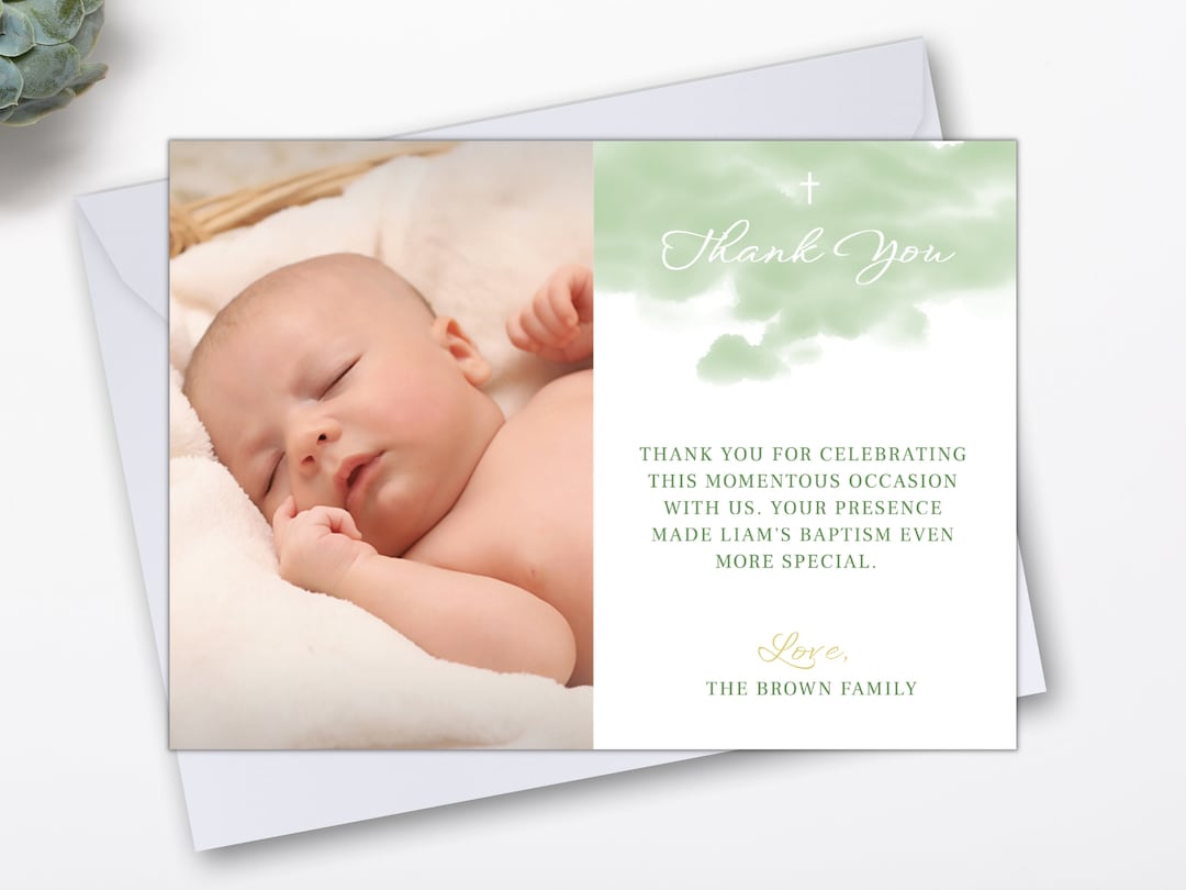 Baptism Thank You Card Template, INSTANT DOWNLOAD, Printable ...