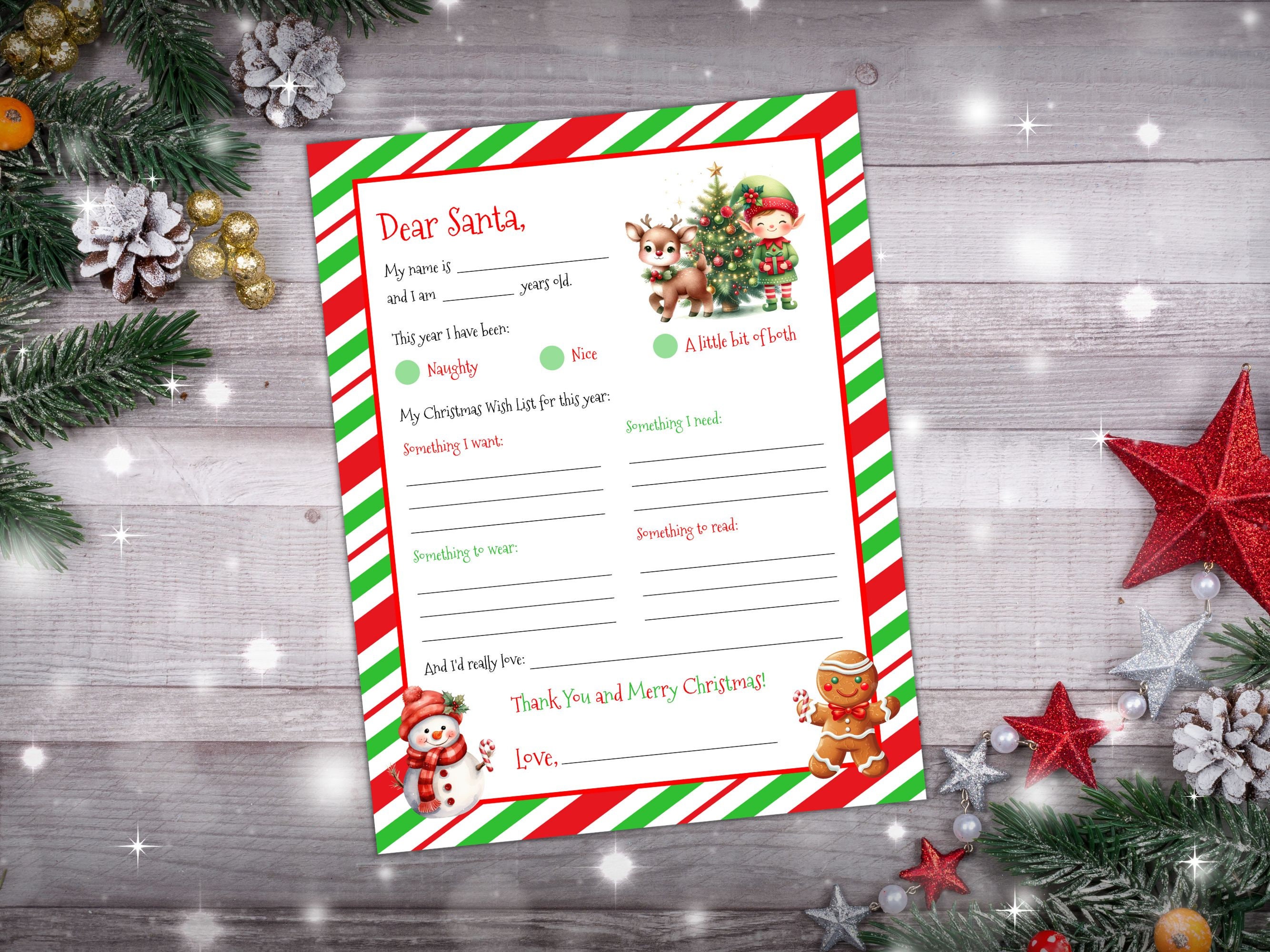 Letter to Santa Printable, Christmas Wish List, Kids Holiday Wish List ...