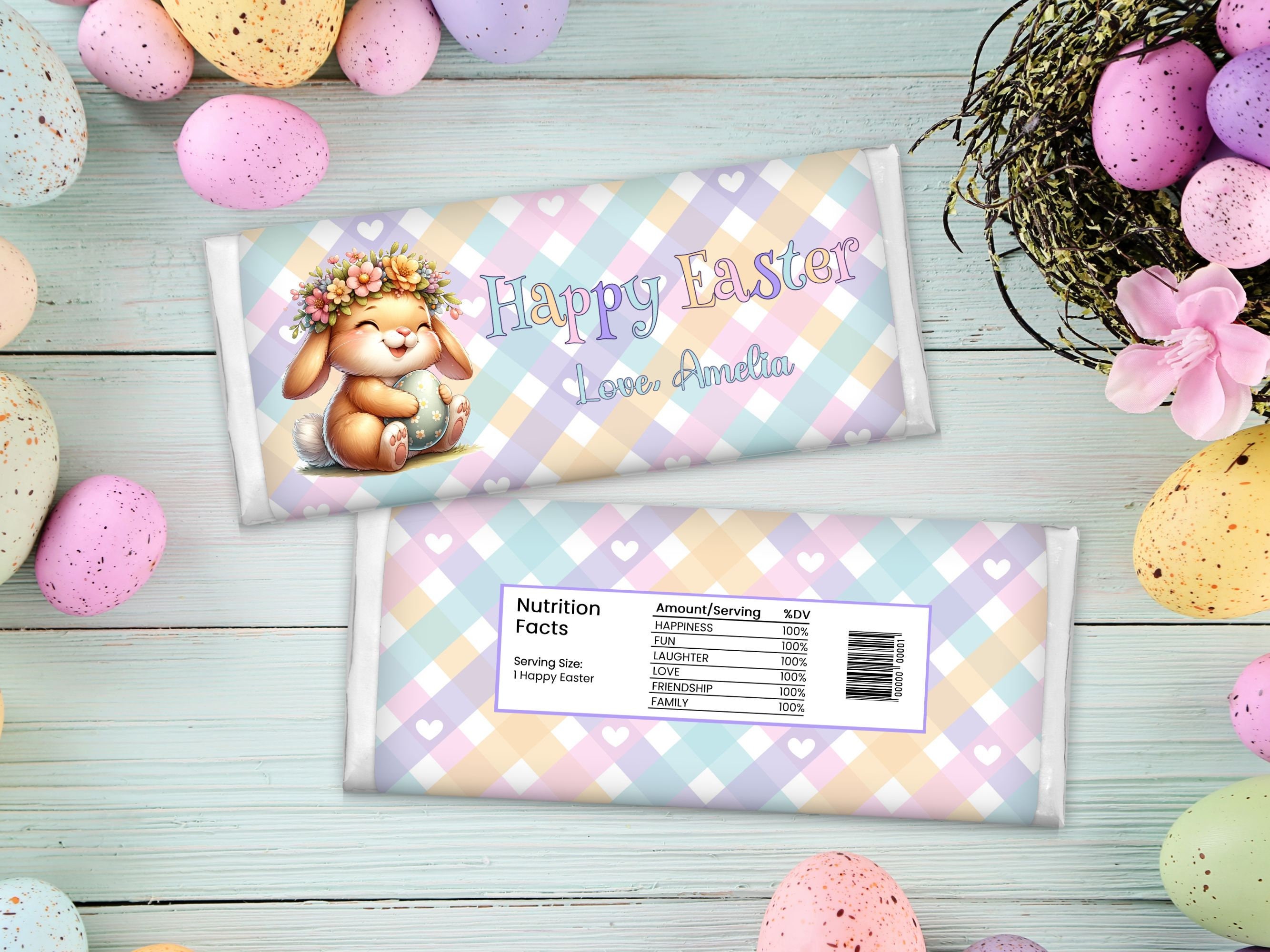 Easter Bunny Chocolate Wrapper Template, Editable Candy Bar Label ...