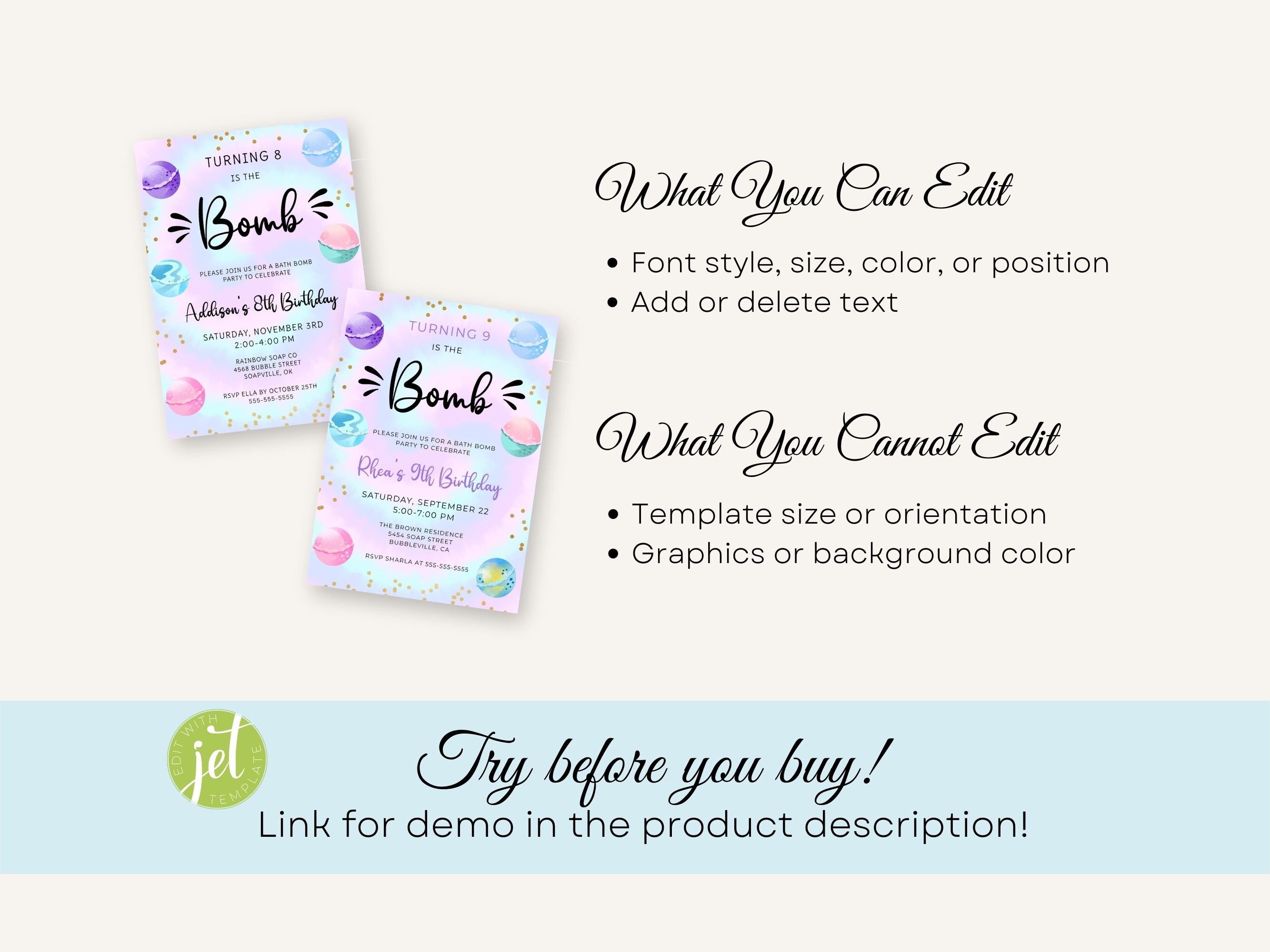 Bath Bomb Favor Tags, Editable Birthday Party Thank You Tag, Soap ...