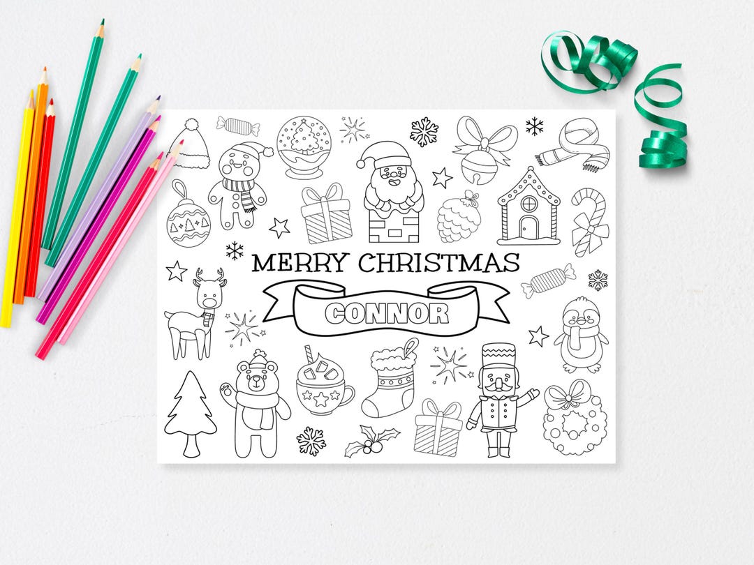 Christmas Coloring Placemat Template, Editable Xmas Kids Activity Page ...