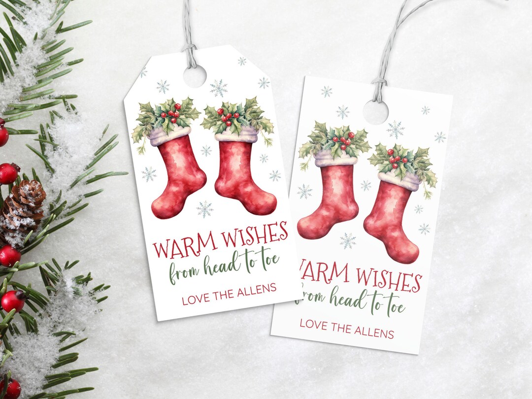 Christmas Stocking Gift Tag Template, Printable Holiday Favor Tag ...