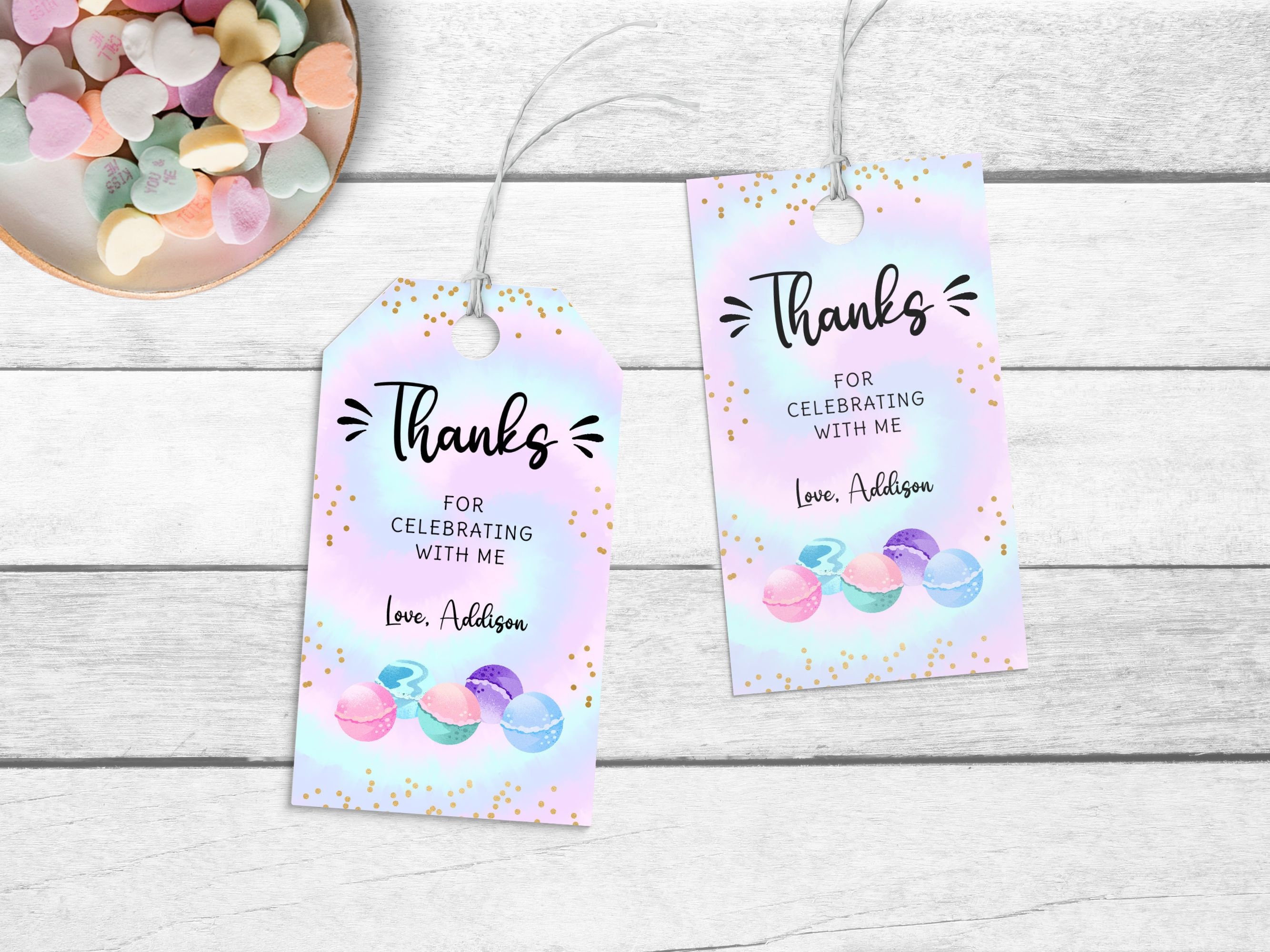 Bath Bomb Favor Tags, Editable Birthday Party Thank You Tag, Soap ...