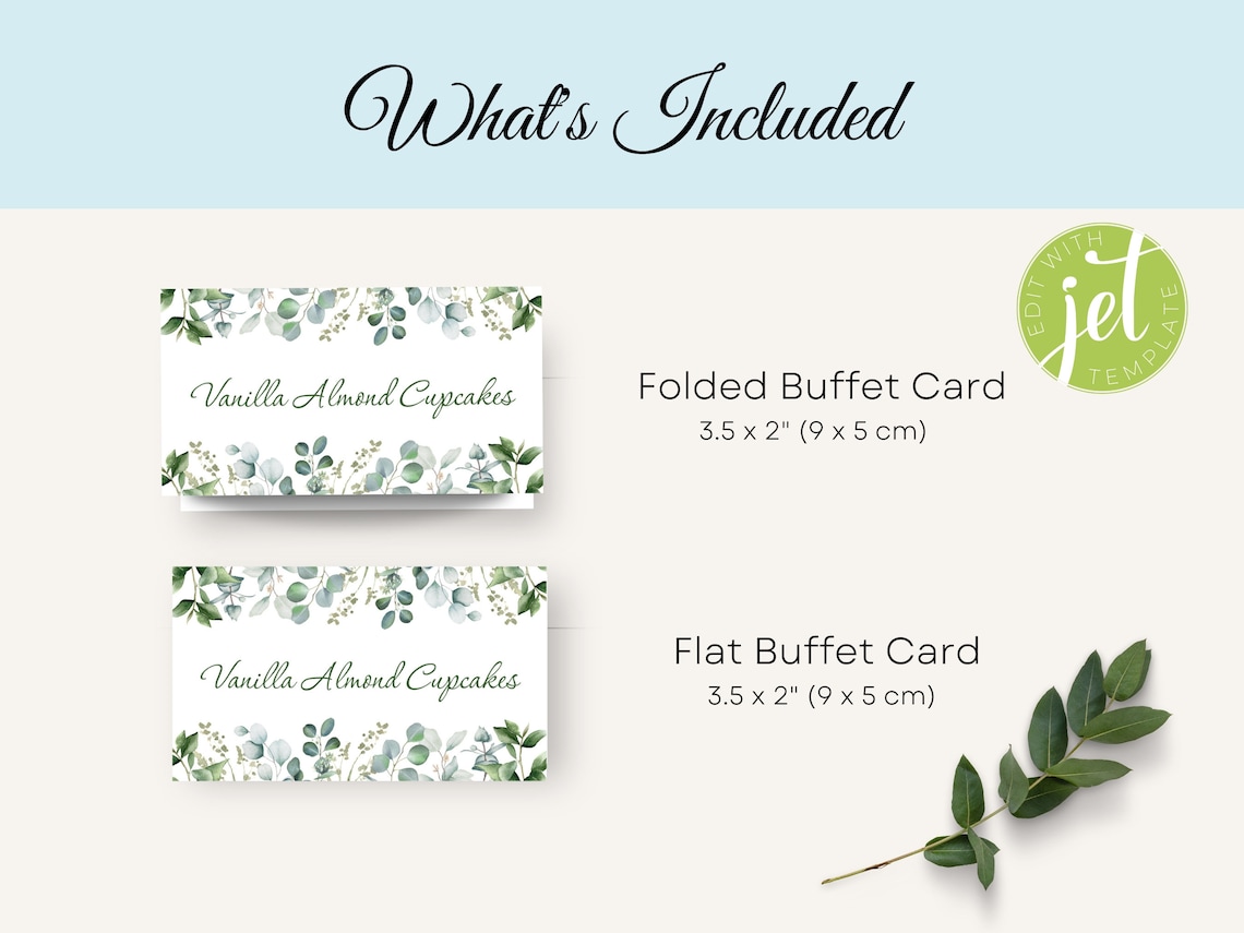 Editable Buffet Card Template, INSTANT DOWNLOAD, Printable Greenery ...