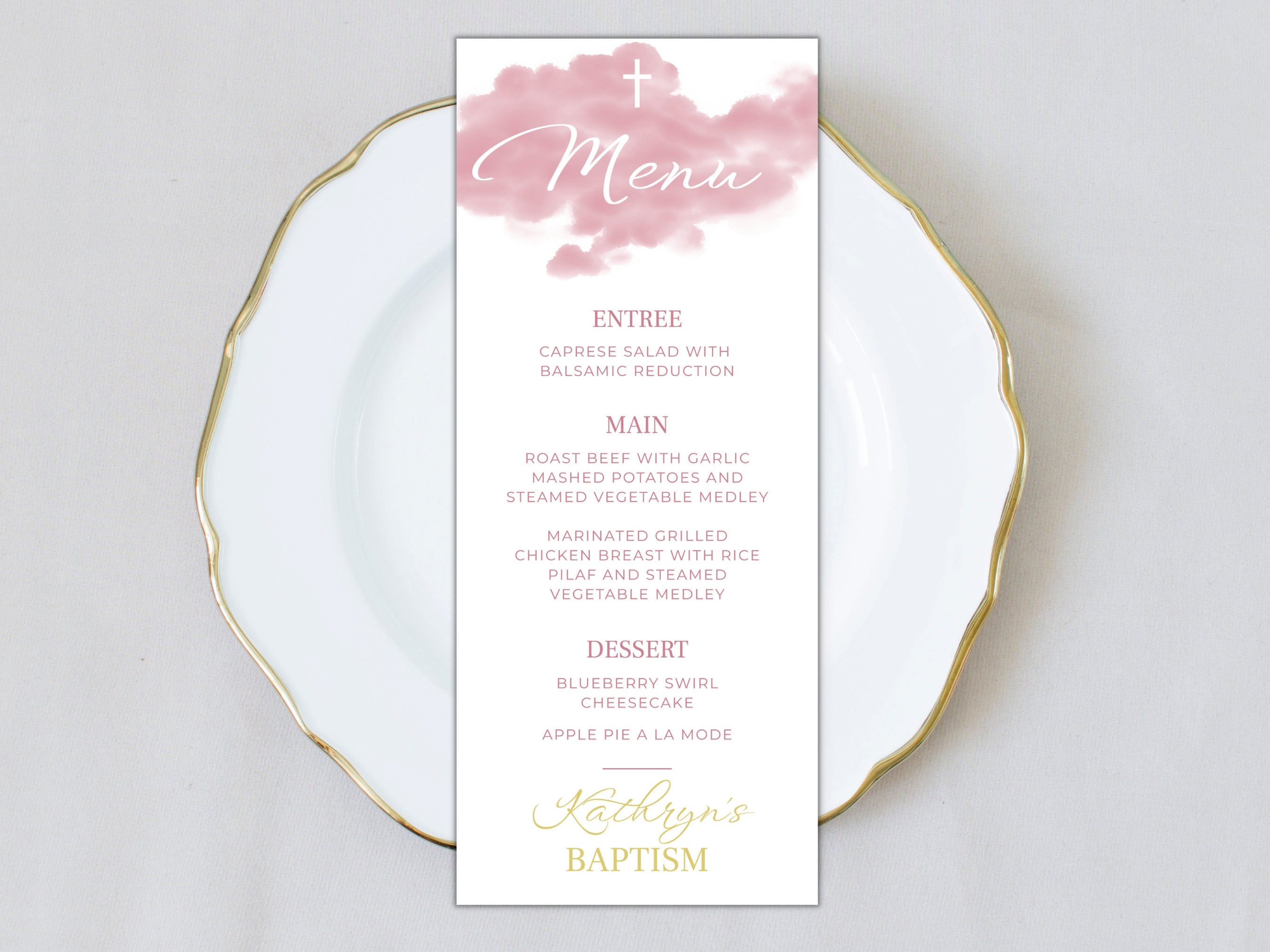 Baptism Menu Template, Christening Menu, Communion Menu, Minimalist ...