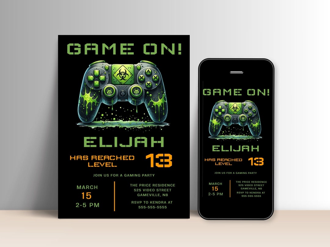 Video Game Party Invitation Template, Editable Gamer Birthday Digital ...