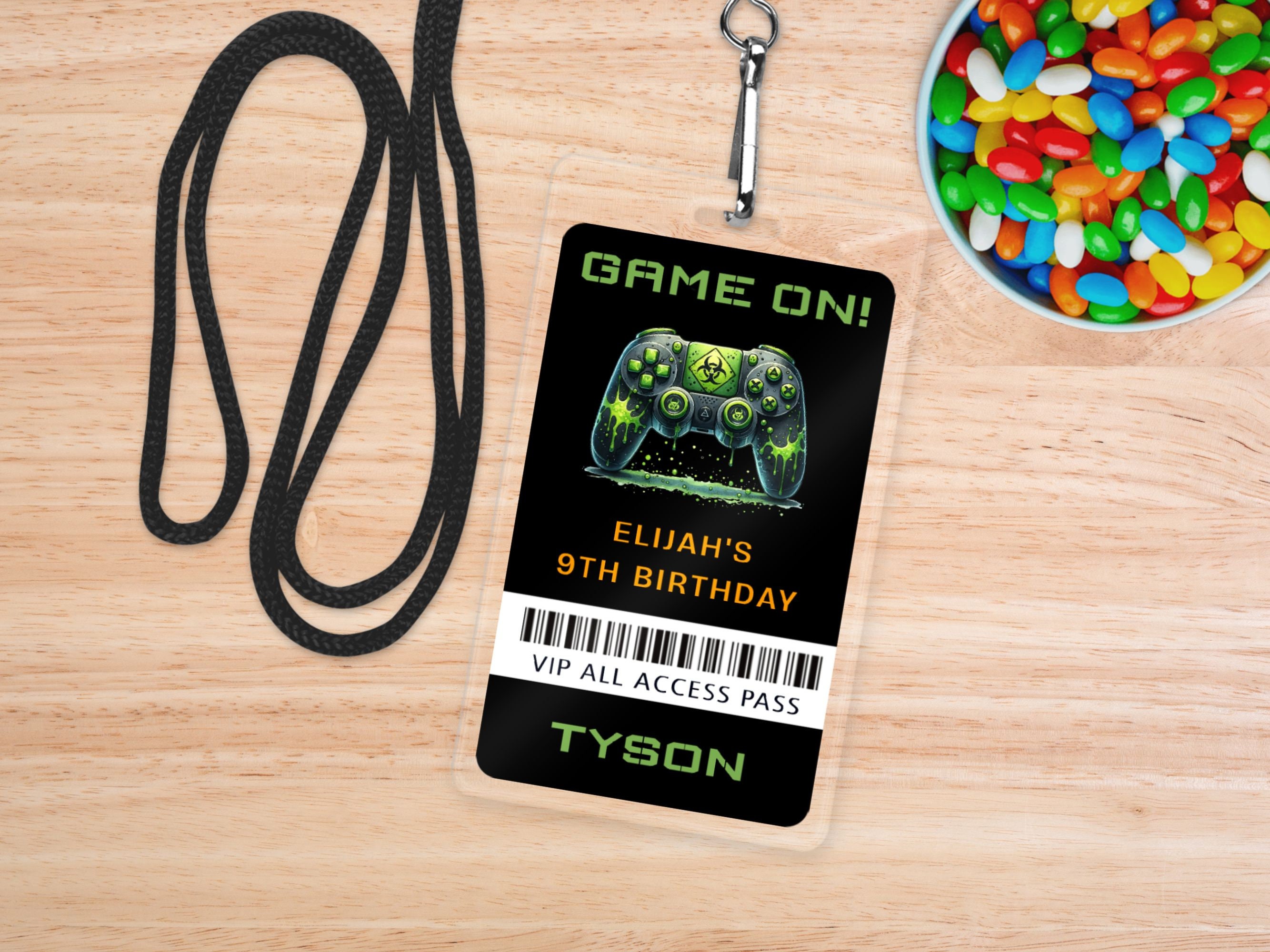 Gamer VIP Party Pass, Editable Video Gaming ID Kid Teen Favor, All ...