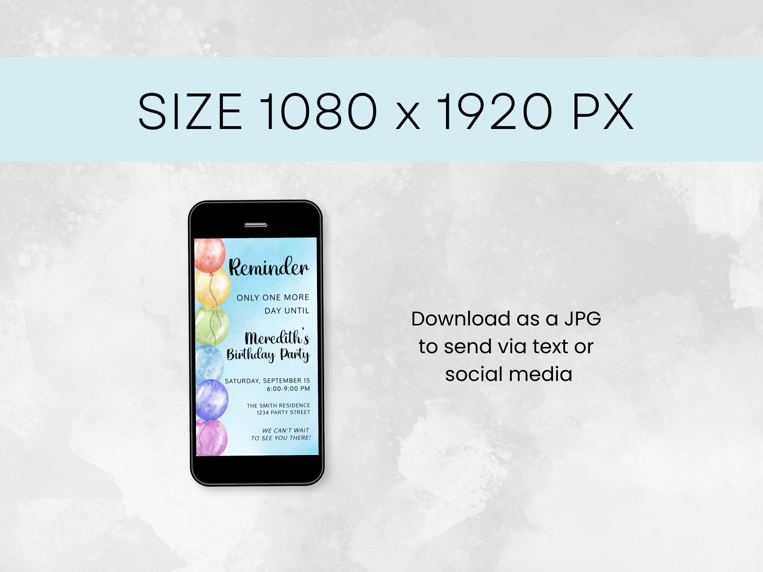 Party Reminder Template, Editable Birthday Courtesy Text for Guests ...