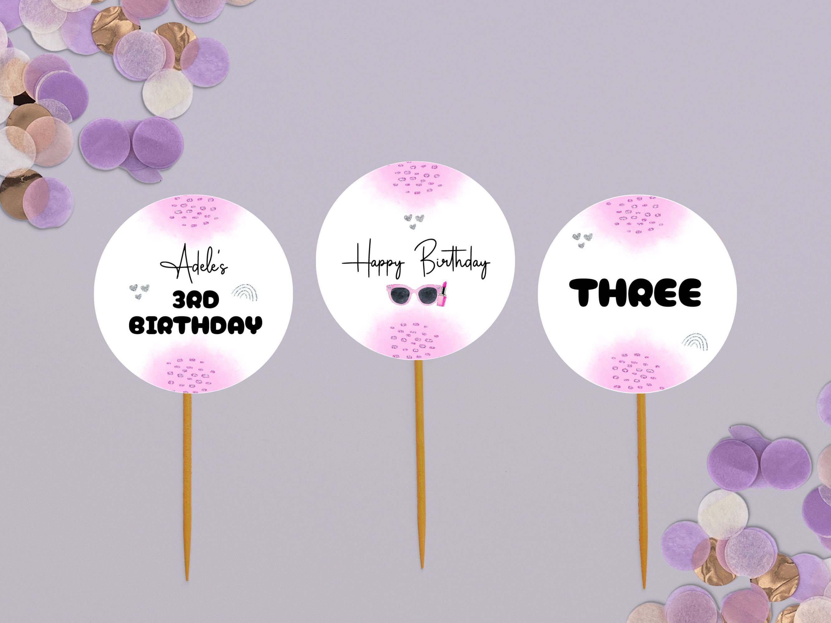 Little Miss Threenager Cupcake Toppers Template, Editable Birthday ...