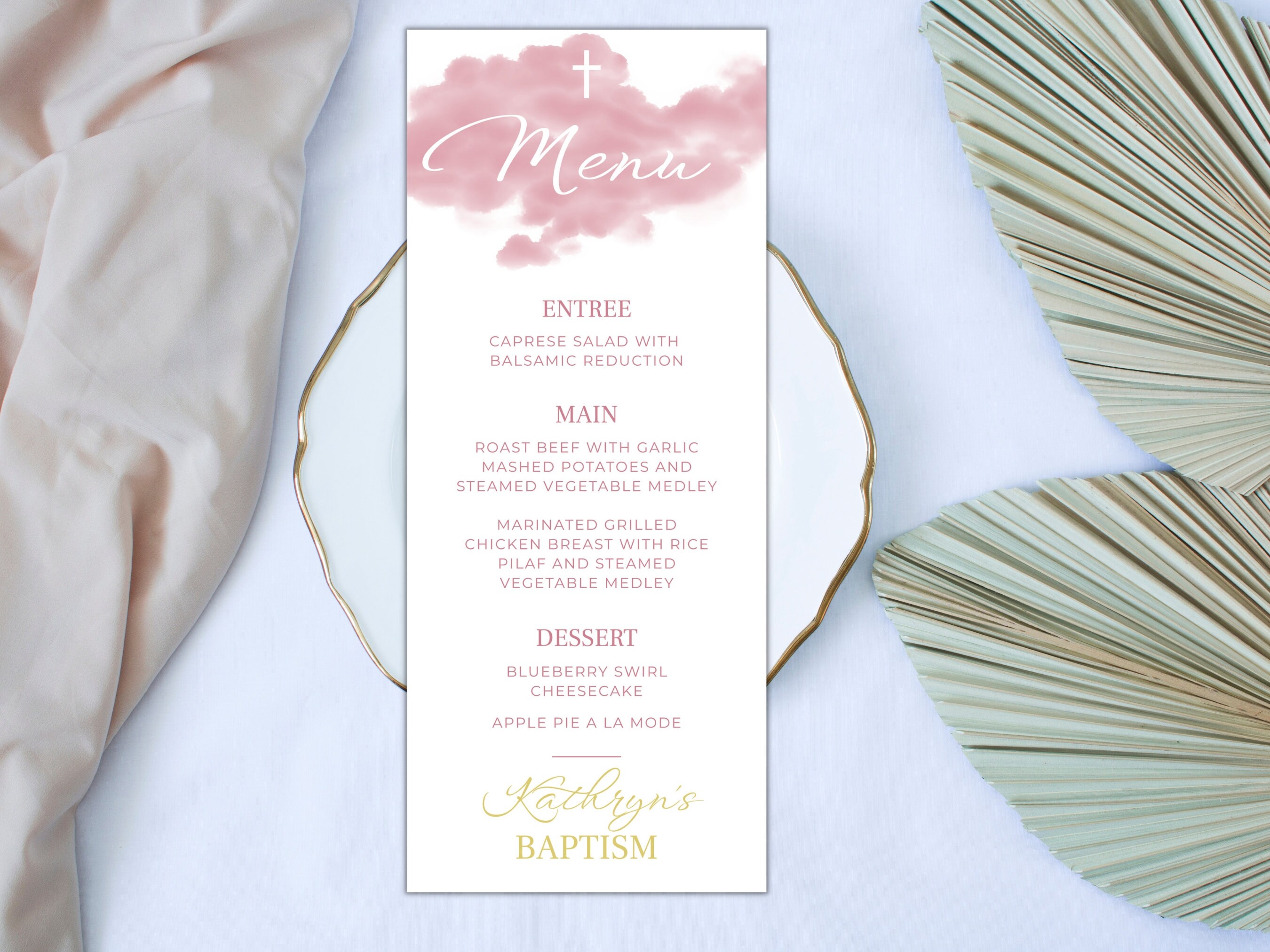 Baptism Menu Template, Christening Menu, Communion Menu, Minimalist ...
