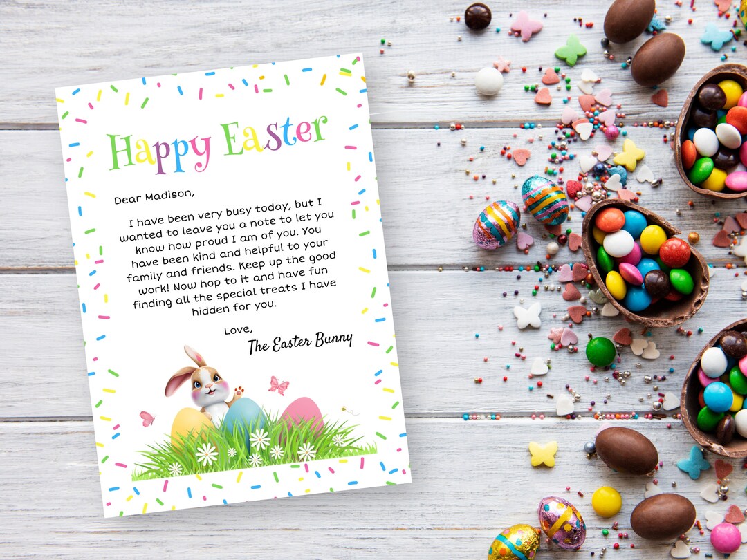 Easter Bunny Letter, Editable, INSTANT DOWNLOAD, Printable Easter Bunny ...
