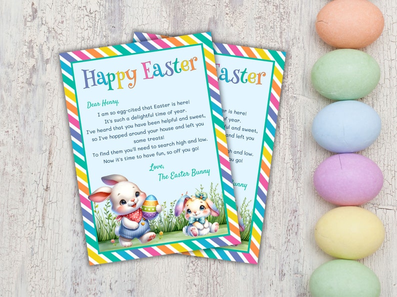 Editable Easter Bunny Letter Template, Kids Easter Basket Printable ...