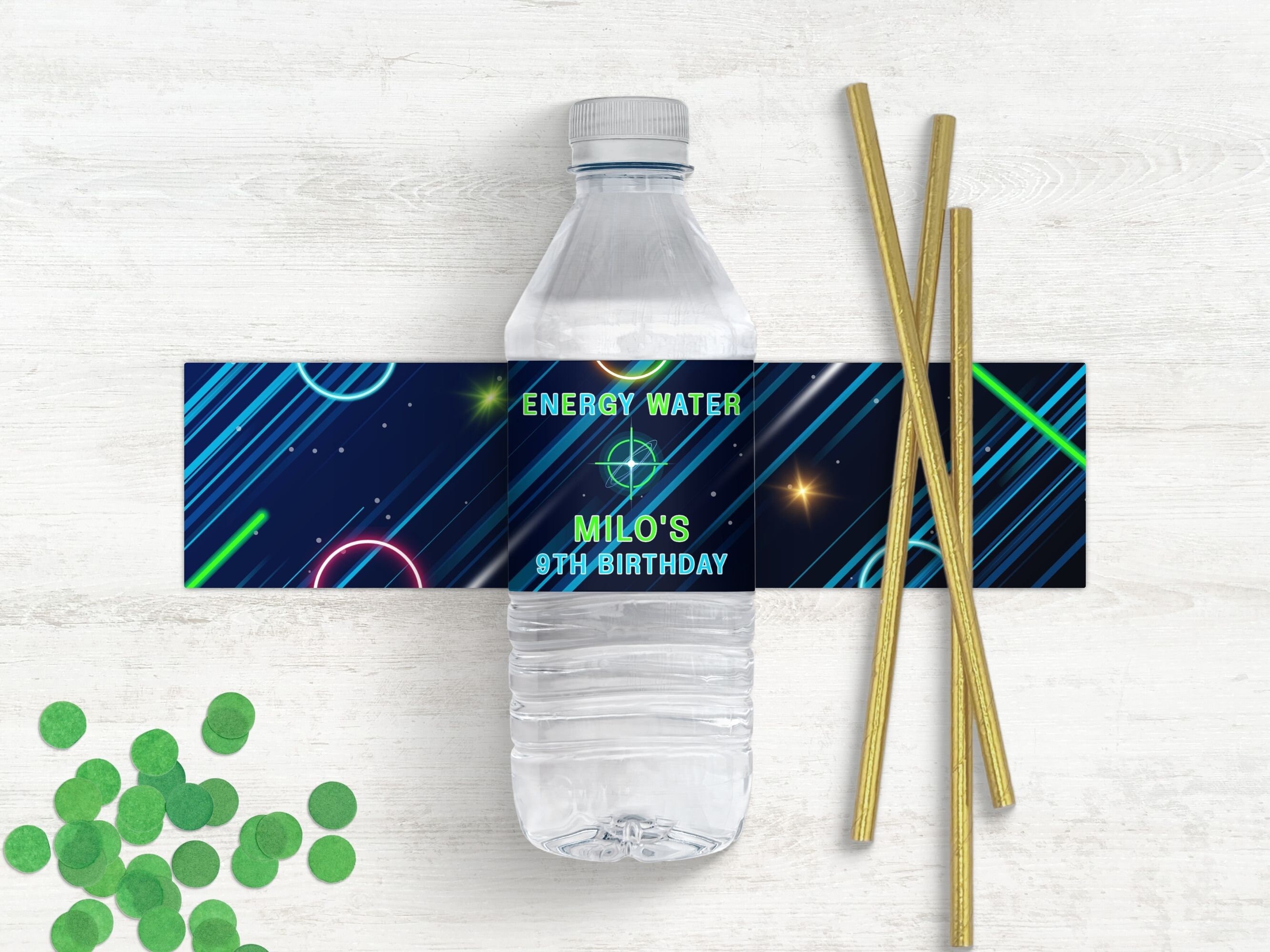 Laser Tag Birthday Water Bottle Label, Laser Tag Party Favors, Laser ...