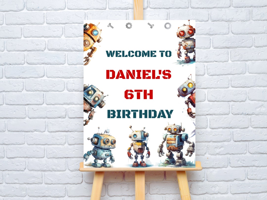 Robot Welcome Sign Template, INSTANT DOWNLOAD, Robot Party Decor, Robot ...