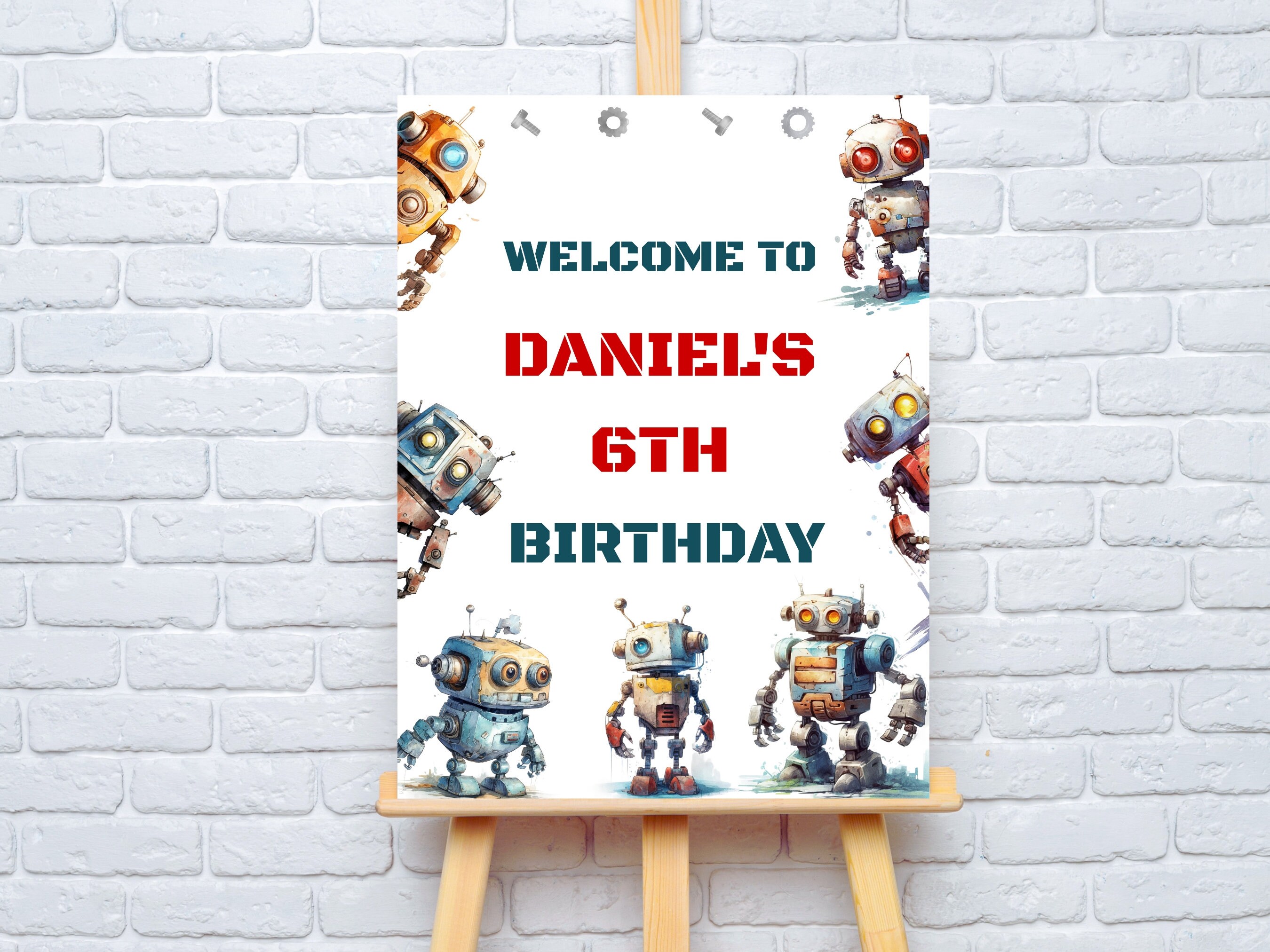 Robot Welcome Sign Template INSTANT DOWNLOAD Robot Party - Etsy