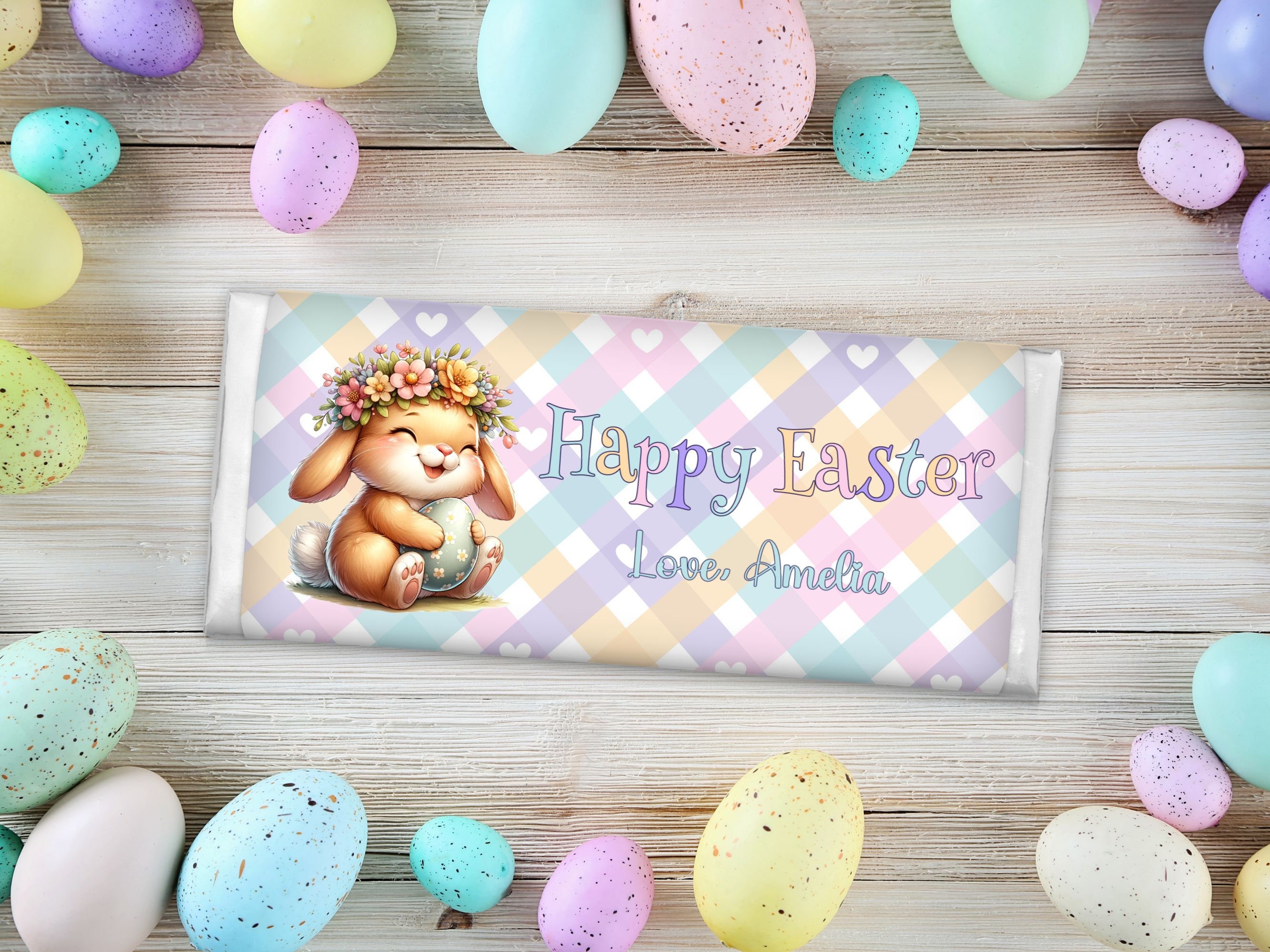 Easter Bunny Chocolate Wrapper Template, Editable Candy Bar Label ...