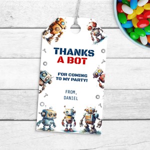 Robot Favor Tags, Editable Robot Party Favors, Printable Robot Birthday ...