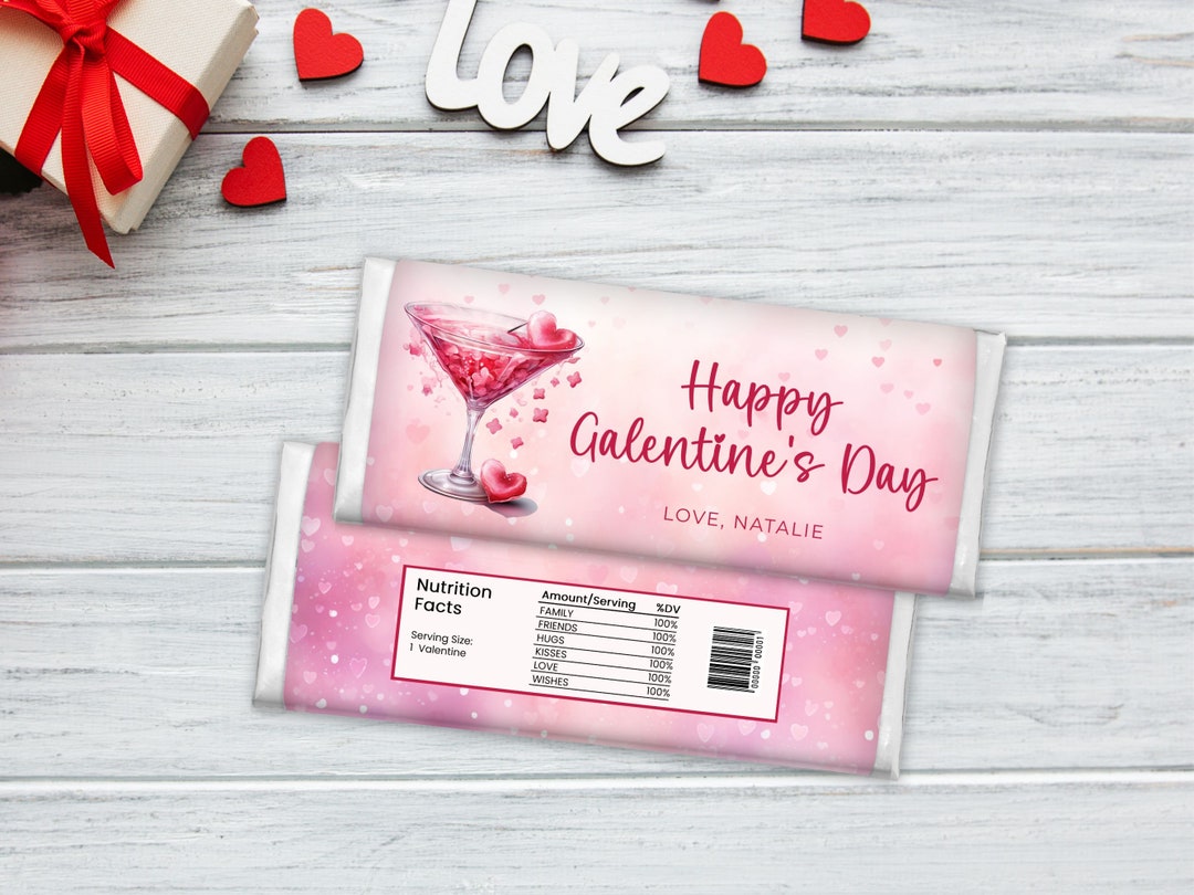 Galentines Chocolate Wrapper Template, Editable Valentine Candy Bar ...