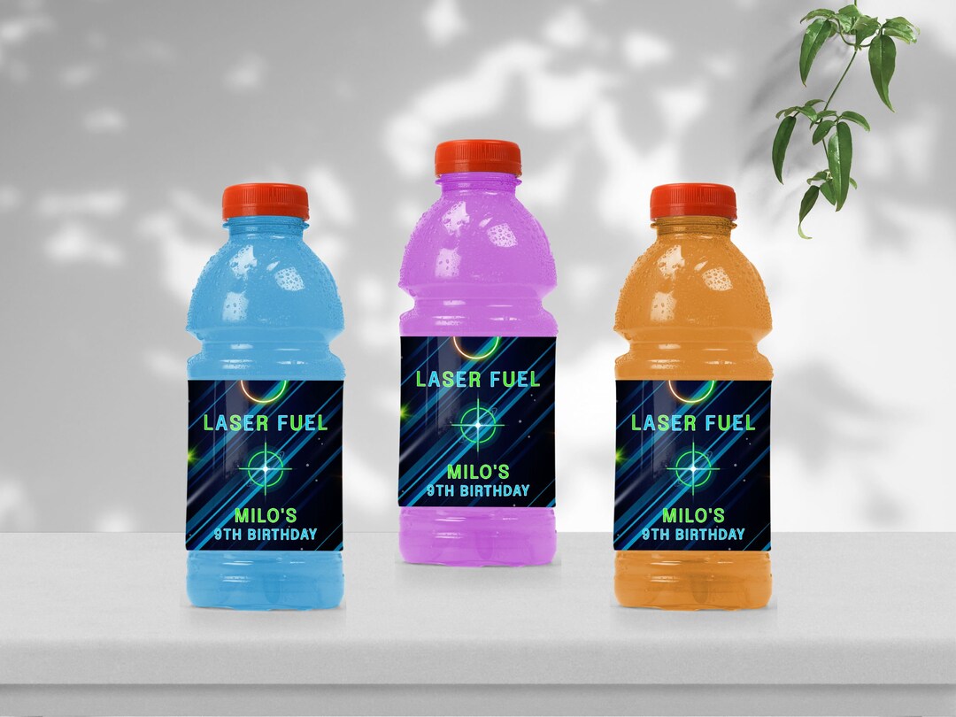 Laser Tag Sports Drink Bottle Labels, Editable Birthday Party Favors ...