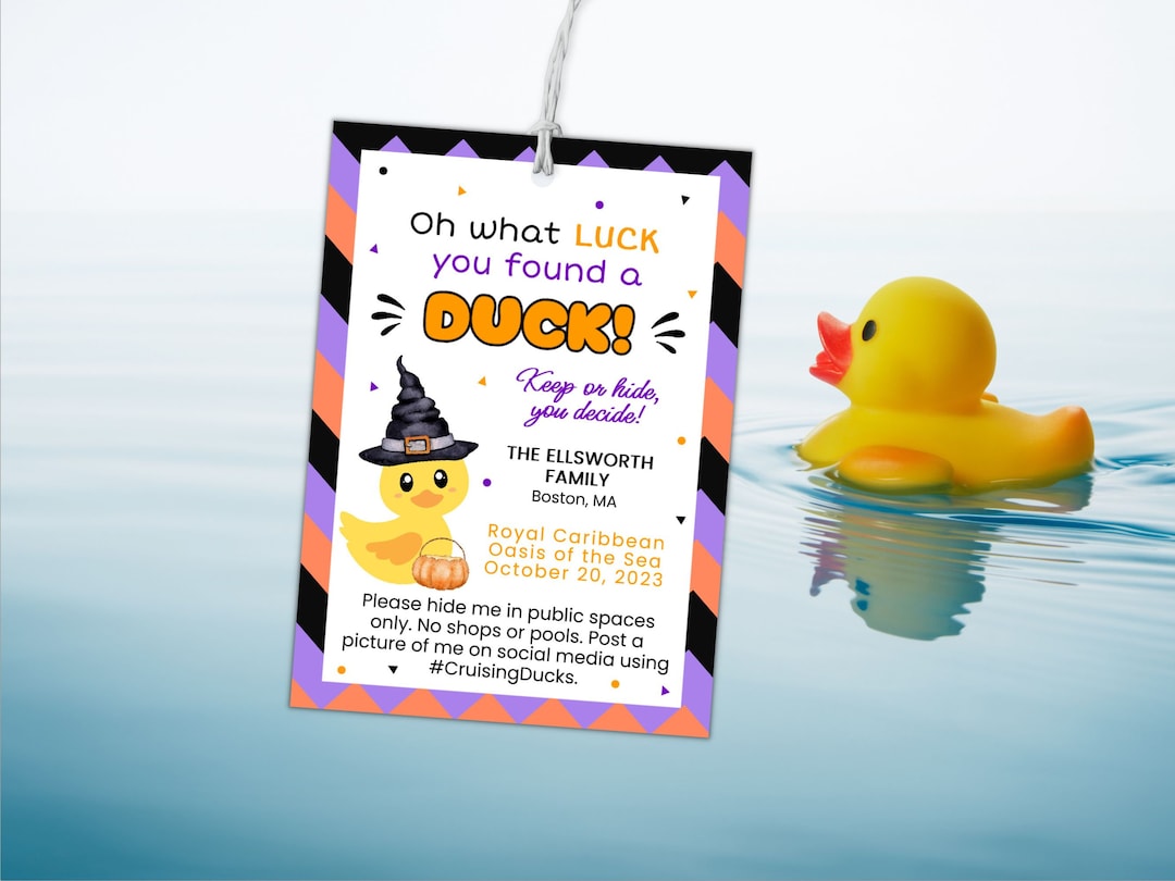 Editable Halloween Cruise Duck Tags, Cruising Duck Template, Printable ...