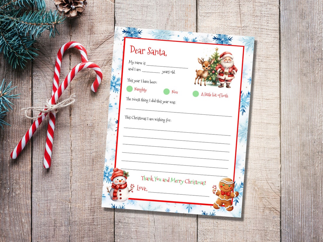 Letter to Santa Printable, Christmas Wish List, Kids Holiday Wish List ...