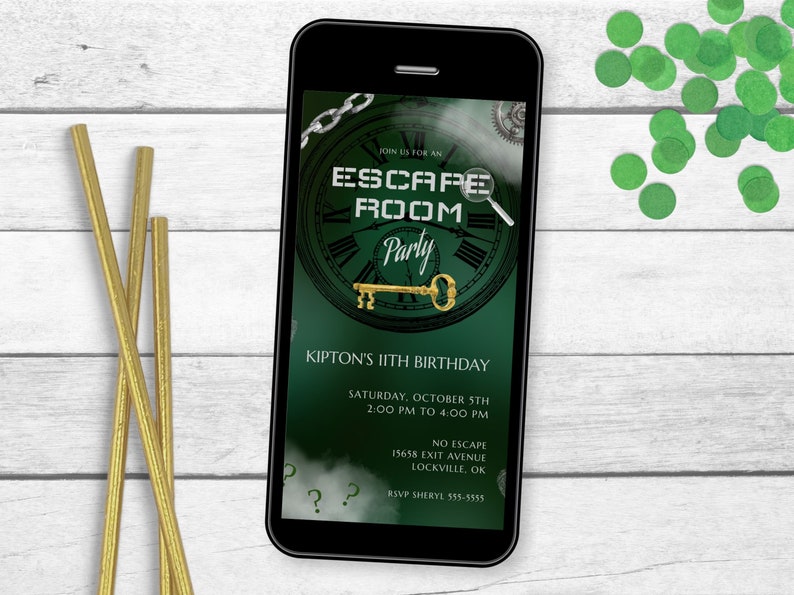 Escape Room Invite Boy, Editable Escape Room Birthday Invitation ...