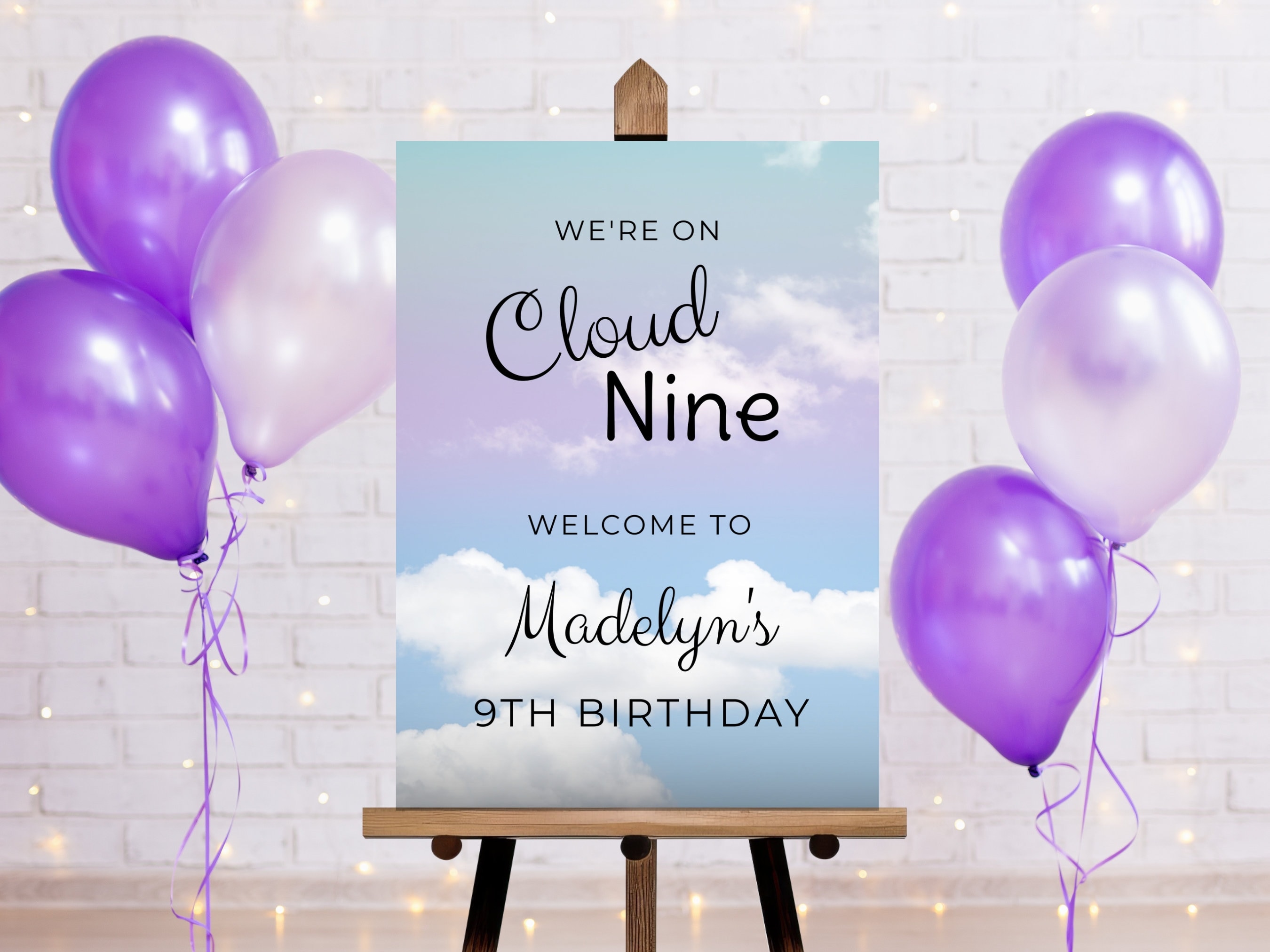 Cloud Nine Welcome Sign Template, INSTANT DOWNLOAD, Editable Cloud 9 ...