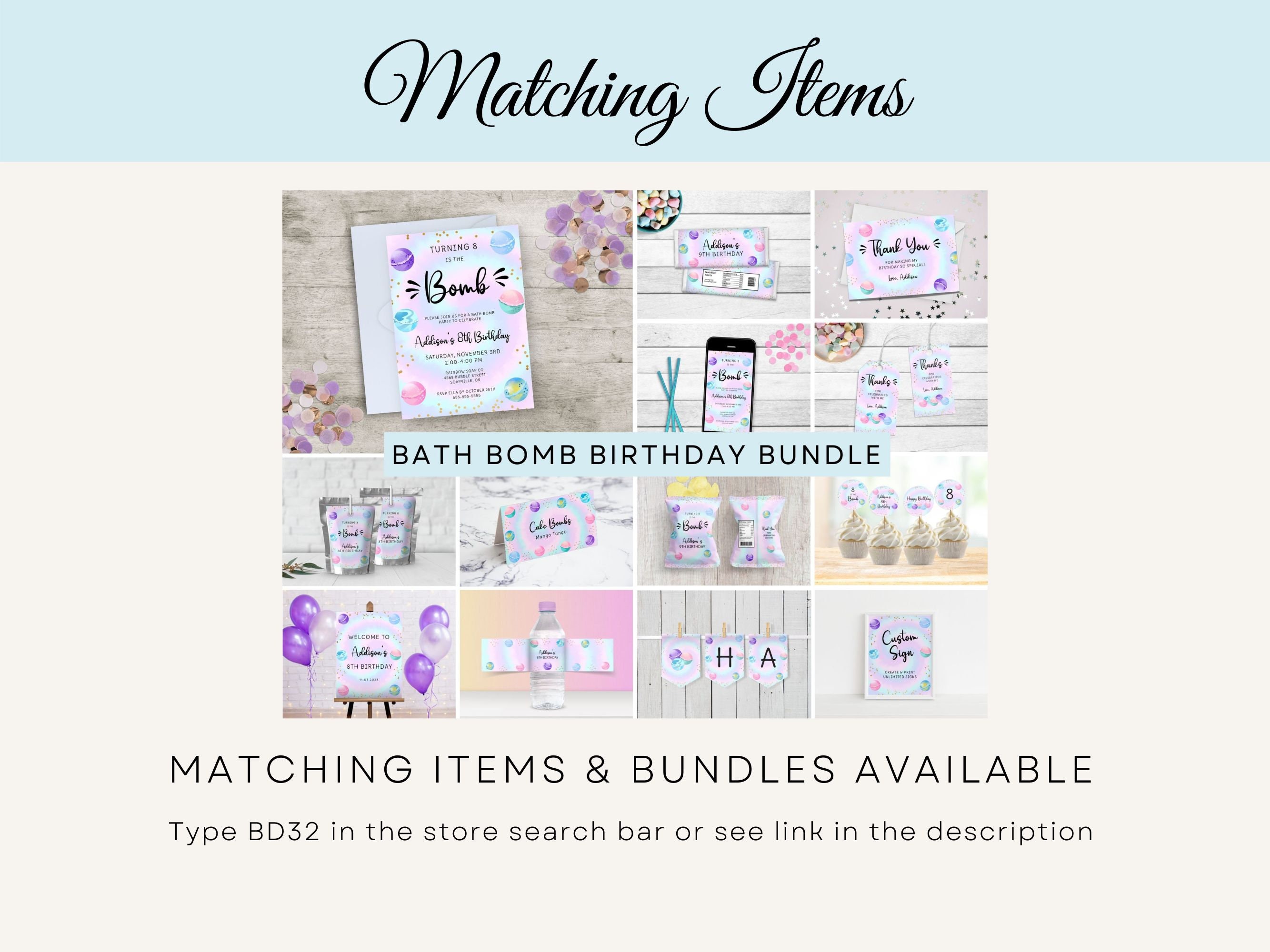 Party Reminder Template, Editable Bath Bomb Birthday Courtesy Text for ...