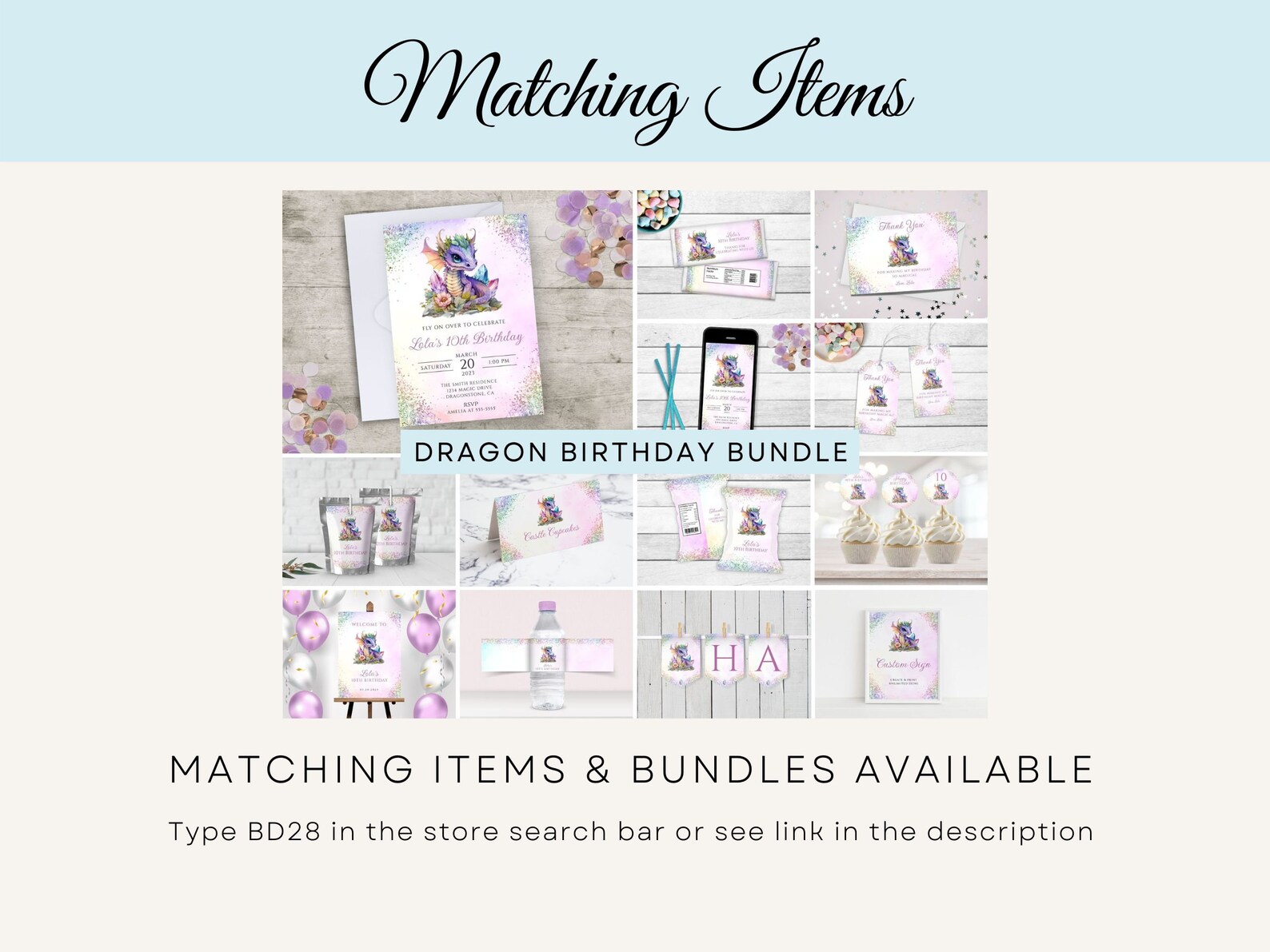 Girl Dragon Birthday Water Bottle Labels Purple Dragon Party - Etsy