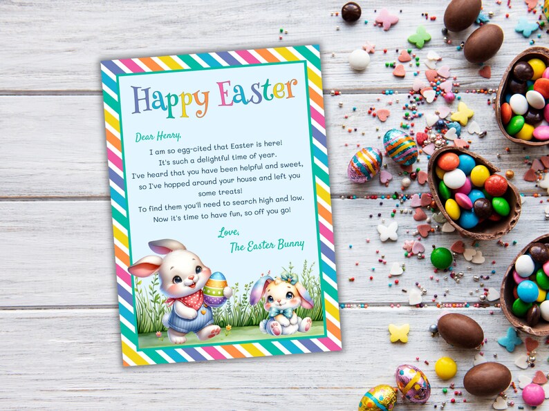 Editable Easter Bunny Letter Template, Kids Easter Basket Printable ...