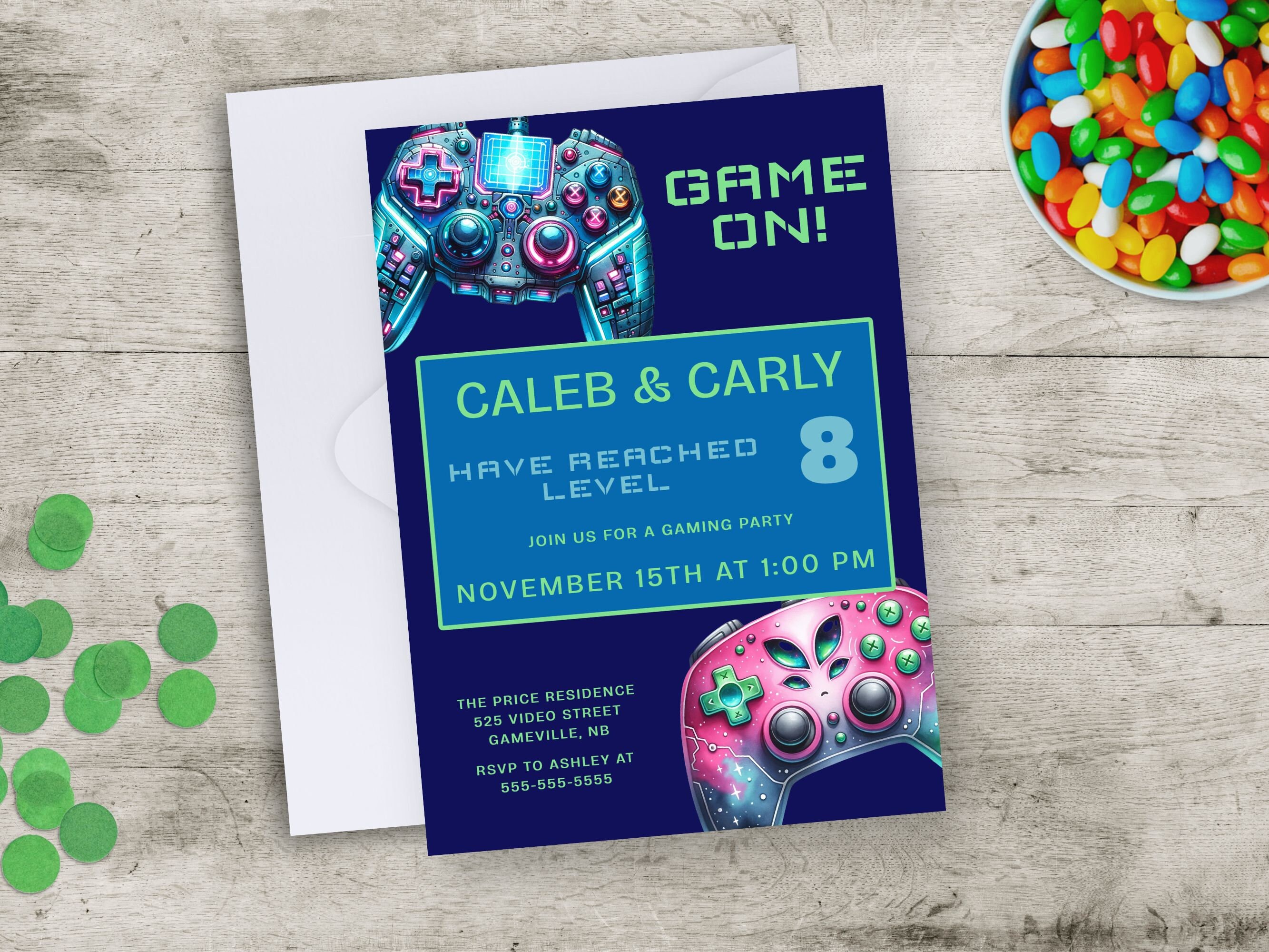 Twin Video Game Birthday Invitation Template, Editable Sibling Gaming ...