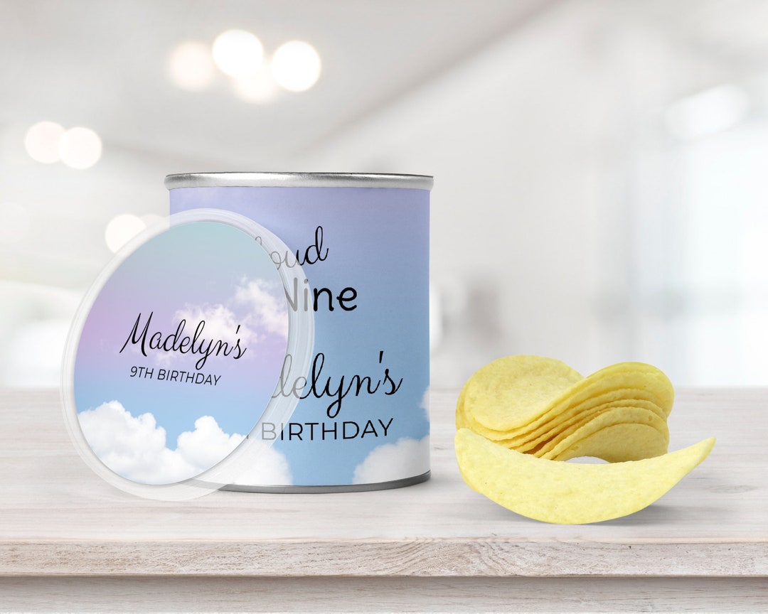 Cloud Nine Party Favor, Chip Can Wrapper, Chip Can Label, Mini Snack ...