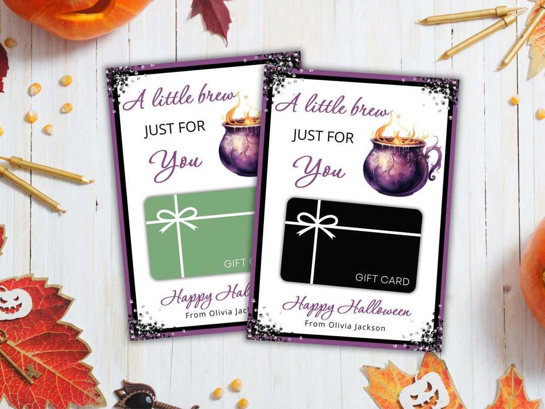 Halloween Gift Card Holder, Printable Coworker Coffee Card, Editable ...