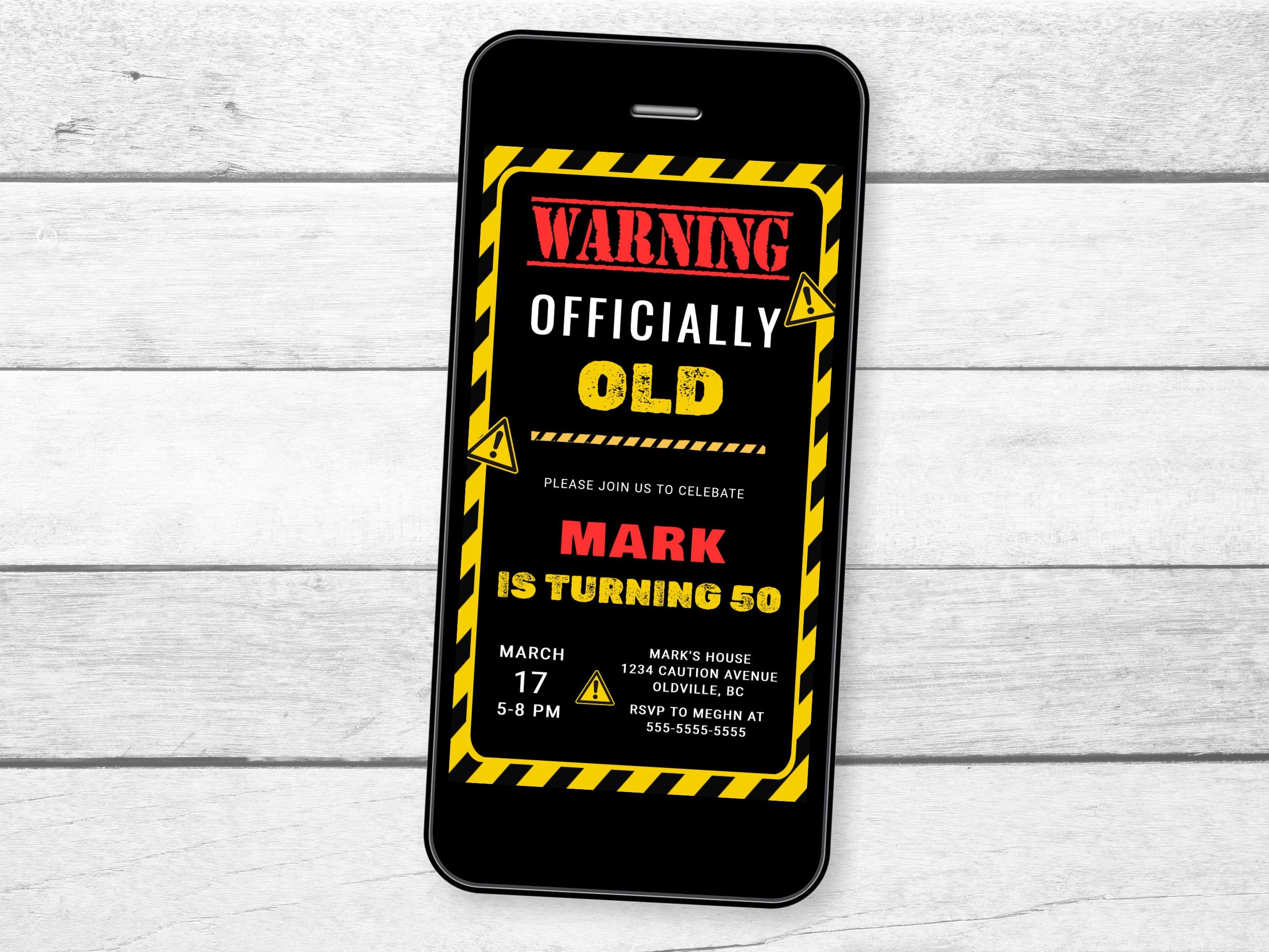 Editable 50th Birthday Invitation for Men, Funny Adult Digital Party ...