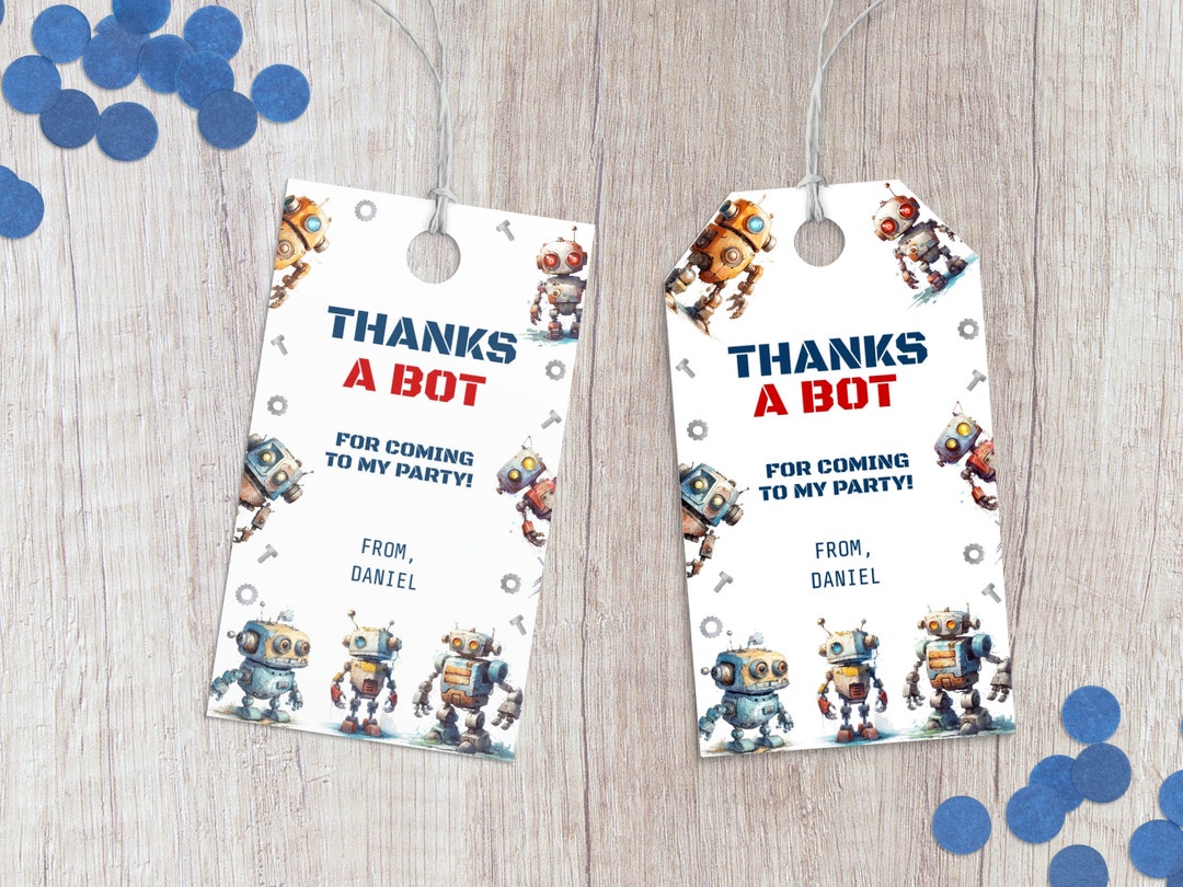 Robot Favor Tags, Editable Robot Party Favors, Printable Robot Birthday ...