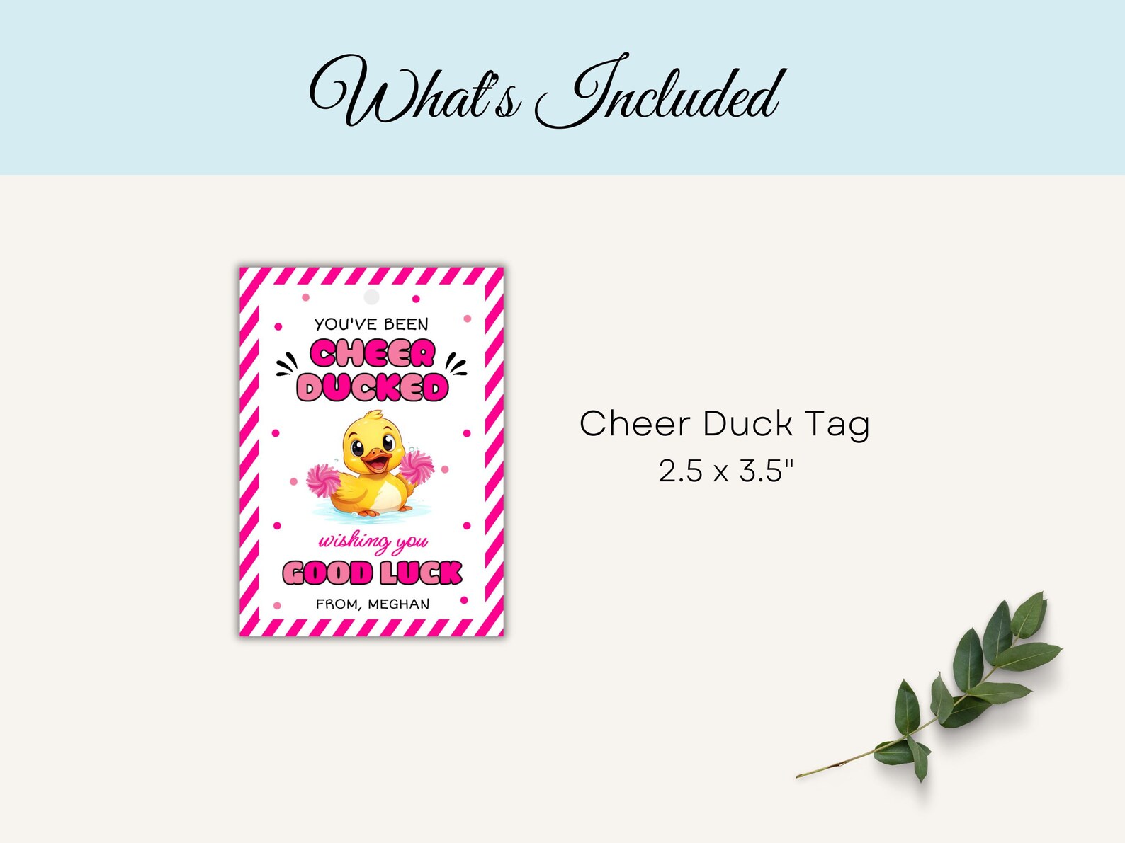 Editable Cheer Duck Tag, You've Been Ducked Tag, Printable Cheerleader ...
