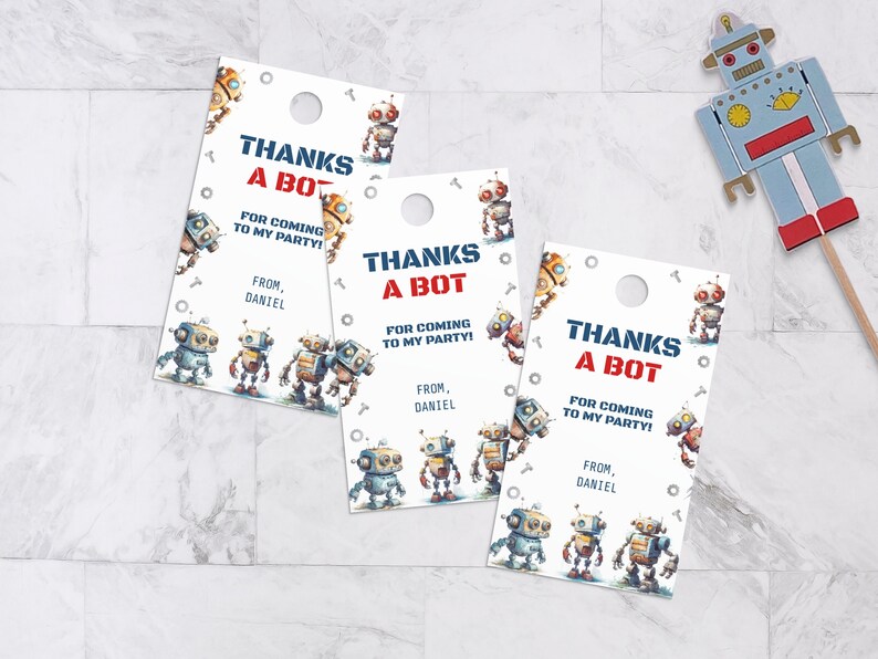 Robot Favor Tags, Editable Robot Party Favors, Printable Robot Birthday ...