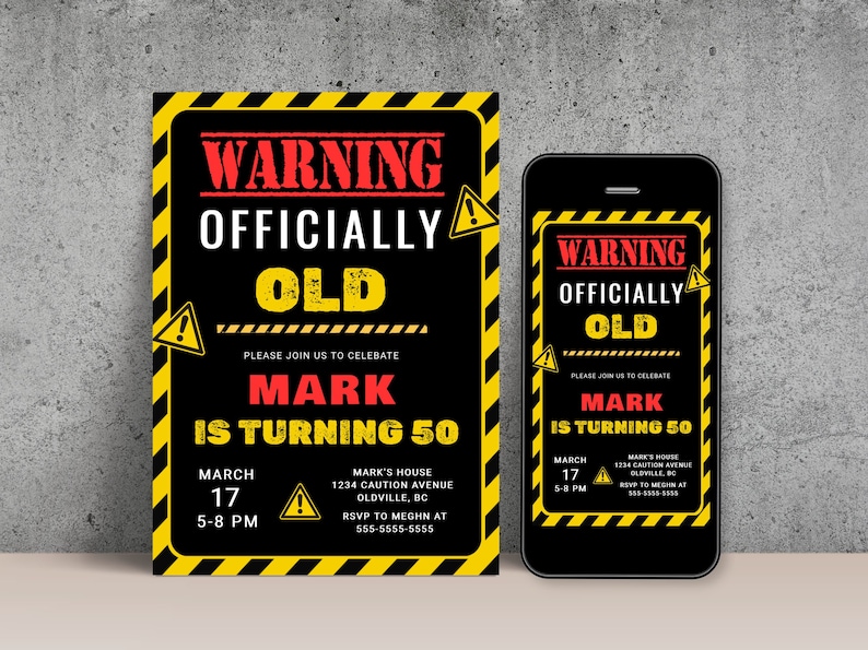 Editable 50th Birthday Invitation for Men, Funny Adult Digital Party ...