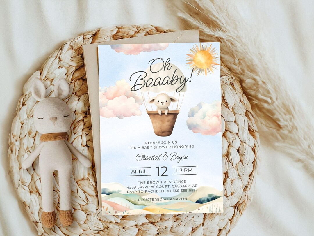 Lamb Baby Shower Invitation Template, Editable Little Lamb Digital ...
