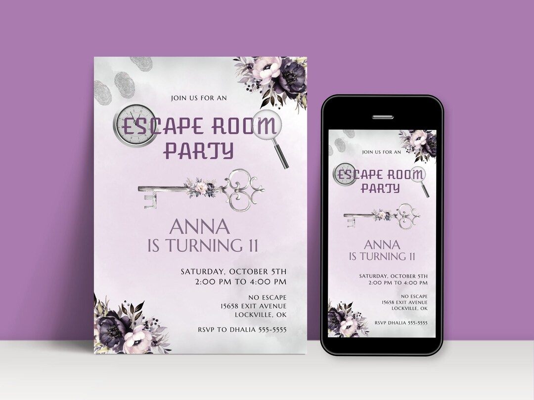 Editable Escape Room Party Invite, Girls Escape Room Birthday ...
