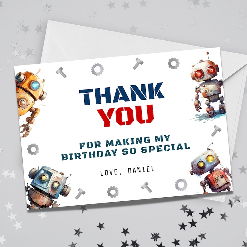 Robot Thank You Cards - Etsy