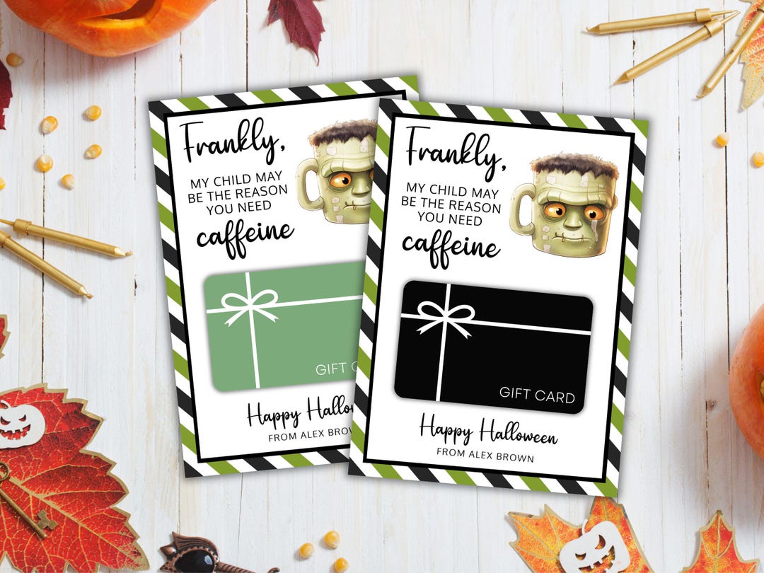 Halloween Teacher Gift Card Holder Template, Printable Frankenstein ...