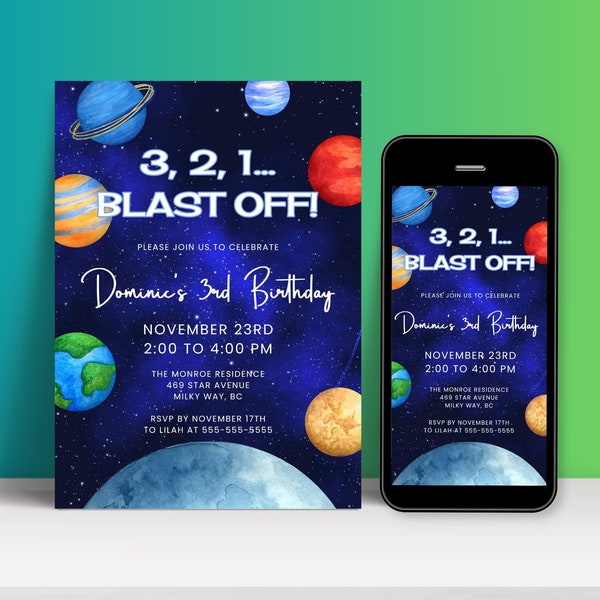Solar System Invite - Etsy