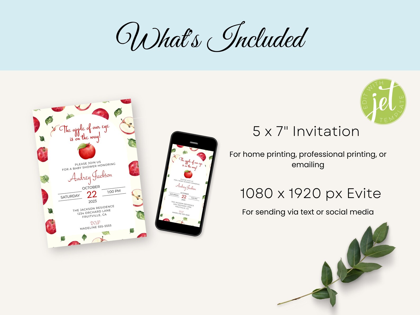 Apple of Our Eye Baby Shower Invitation, Apple Baby Shower Theme ...