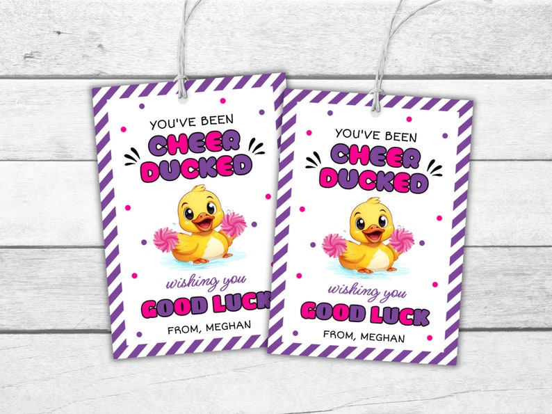 Editable Cheer Duck Tag, You've Been Ducked Tag, Printable Cheerleader ...