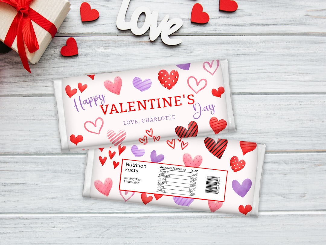 Valentines Chocolate Wrapper Template, Editable Candy Bar Label ...